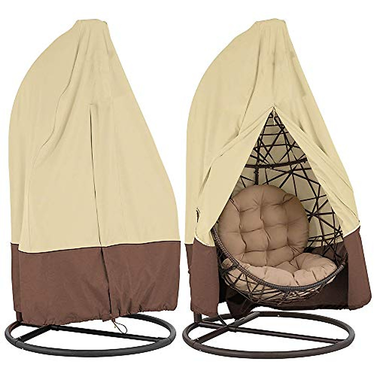 Patio Egg Chair Cover Hanging Swing Chair Covers Waterproof Outdoor Furniture Protector 75in H x 45in D (Beige)
