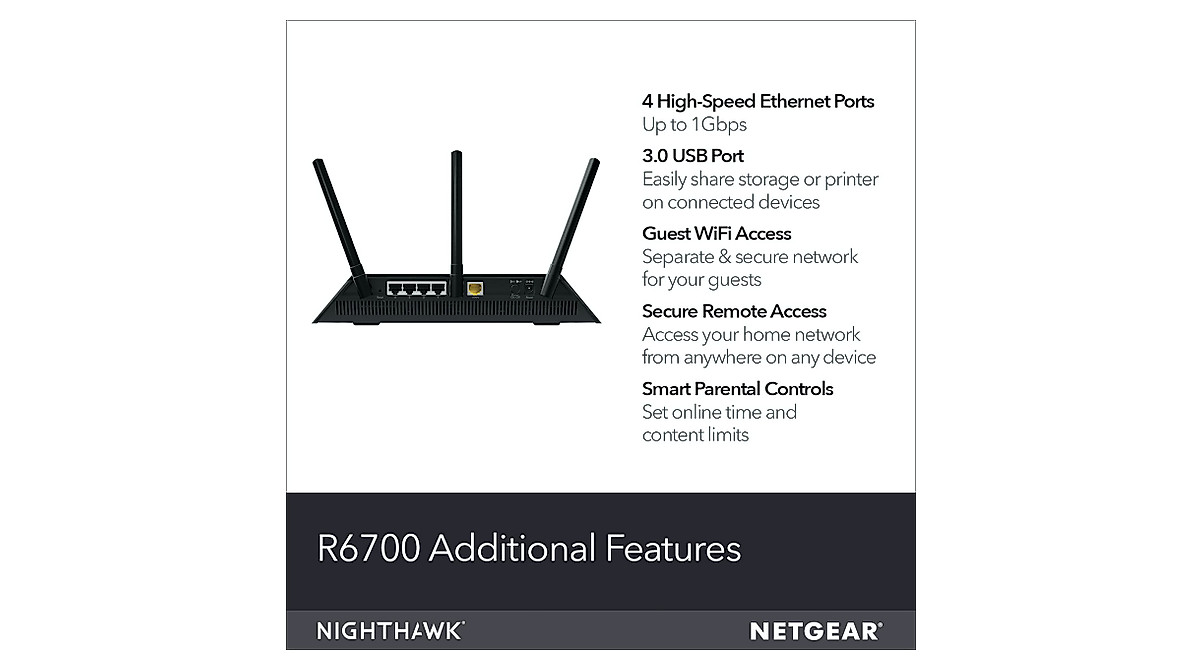 NETGEAR Nighthawk R6700 AC1750 Smart Wi-Fi Router