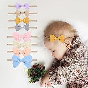doboi 24pcs Baby Girls Flower and Hair Bows Headbands Soft Nylon Hairbands Elastic Hair Accessories for Newborns Infants Toddlers and Kids