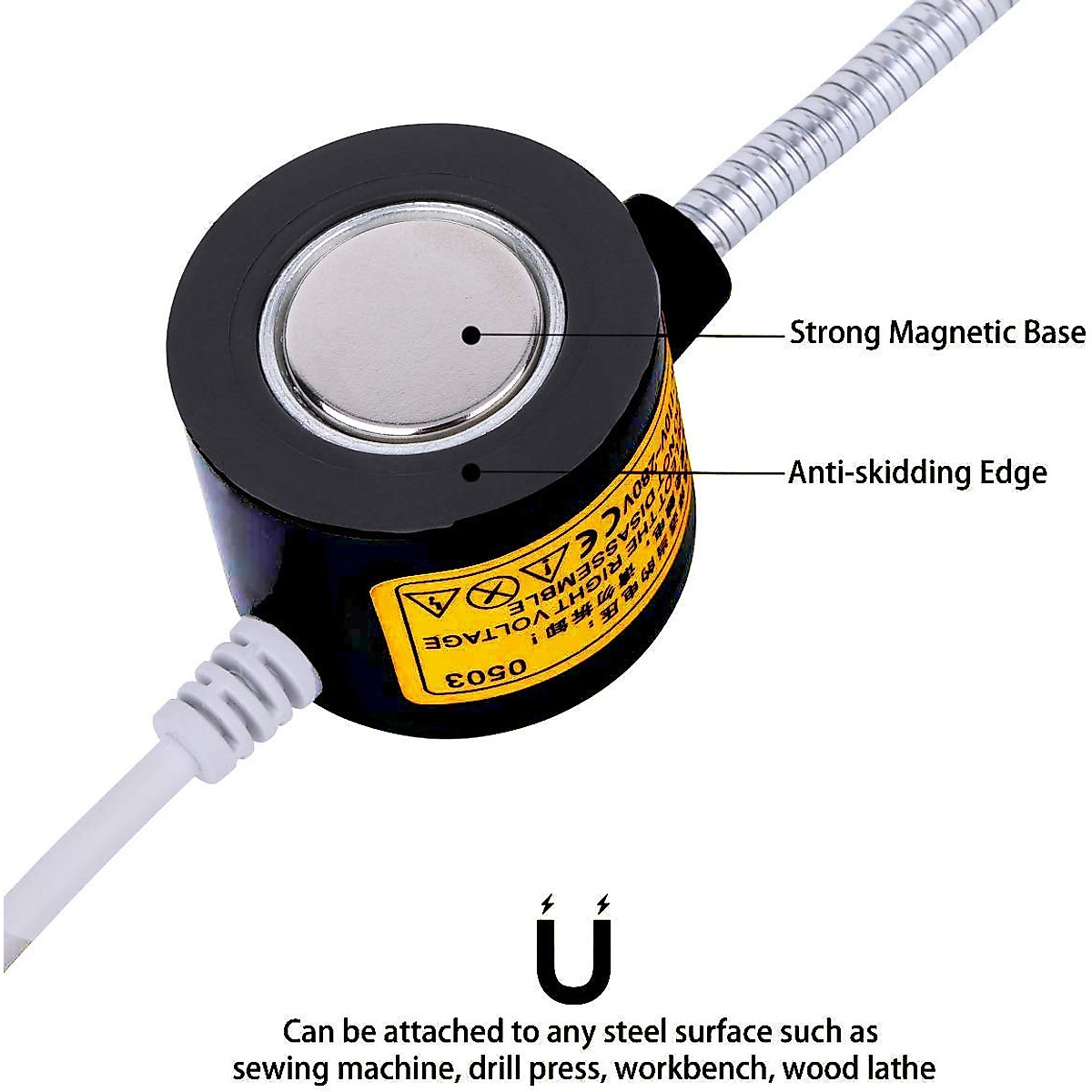 EVISWIY Sewing Machine Light LED Lighting (30LEDs) 6 Watt Multifunctional Flexible Gooseneck Arm Work Lamp with Magnetic Mounting Base for Workbench Lathe Drill Press 2 Pack