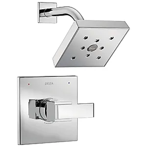 Delta Faucet Ara 14 Series Single-Function Shower Faucet Set, Single-Spray H2Okinetic Shower Head, Chrome Shower Faucet, Delta Shower Trim Kit, Chrome T14267 (Valve Not Included)