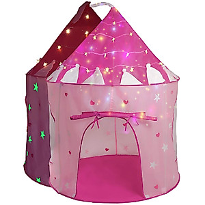 LimitlessFunN Princess Pop Up Kids Play Tent | Includes Star Lights & Carrying Case |, Children Indoor Castle Playhouse for Girls, Toddlers, 41" D x 41" W x 53" H
