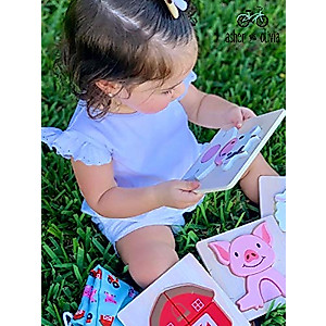 Wooden Puzzles for Toddlers 1-3 – Educational Jigsaw PuzzlesToys for Preschool Kids Ages 1 2 3 Year Old Boys or Girls Gift with Matching Canvas Bag - Farm Wooden Animals Set Developmental Games