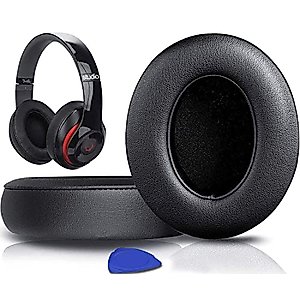 SoloWIT Replacement Ear Pads Cushions for Beats Studio 2 & Studio 3 Wired & Wireless Headphones, Earpads with Soft Protein Leather, Noise Isolation Memory Foam - Black