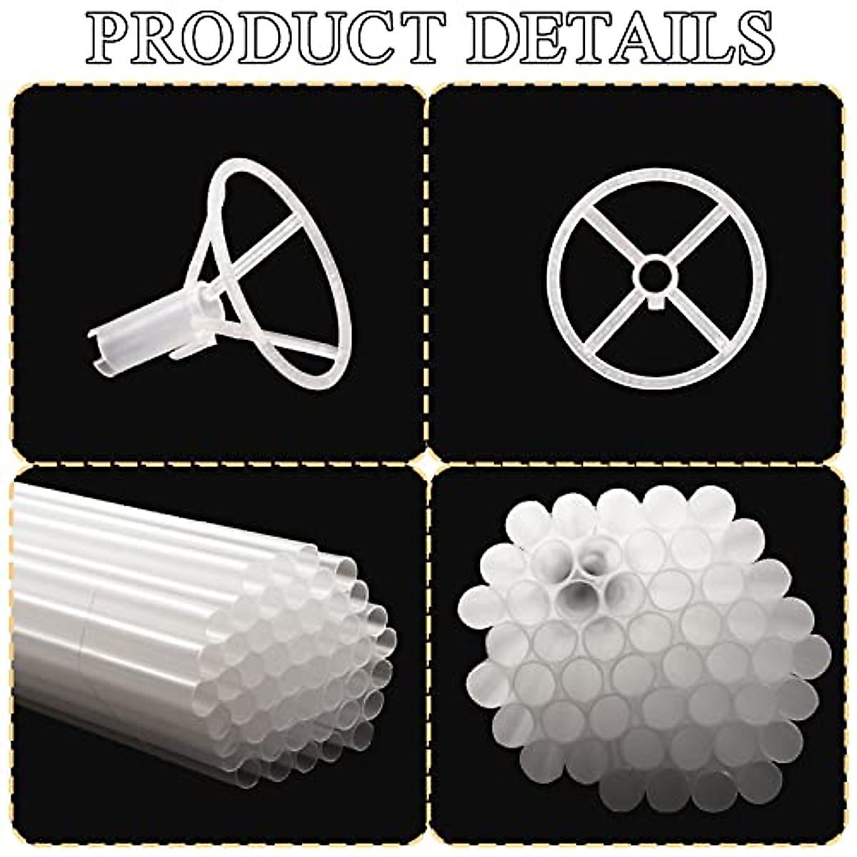 50 Pieces Balloon Sticks With Cups for Bobo Balloons 16" Balloon Holders for Big Latex Stuffing Clear Balloons and Foil Balloons Decorations