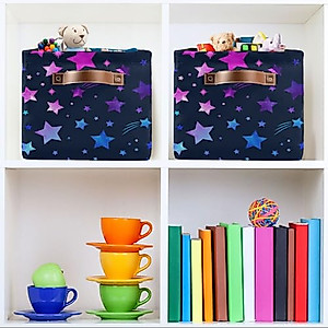 Space Galaxy Storage Basket Bins Foldable Decorative Storage Box Laundry Hamper Baskte Storage for Playroom Living Bed Room Office Clothes Nursery,2 pcs