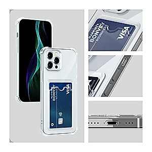 AKABEILA Case for iPhone 14 Pro Clear Cute Phone Case Soft TPU Wallet Case Slim Bag Cover Shockproof with Card Slot Holder