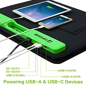 Topsolar 100W Foldable Portable Solar Panel Charger Kits for Portable Power Station Generator Cell Phones Camera Lamp 19V DC Output