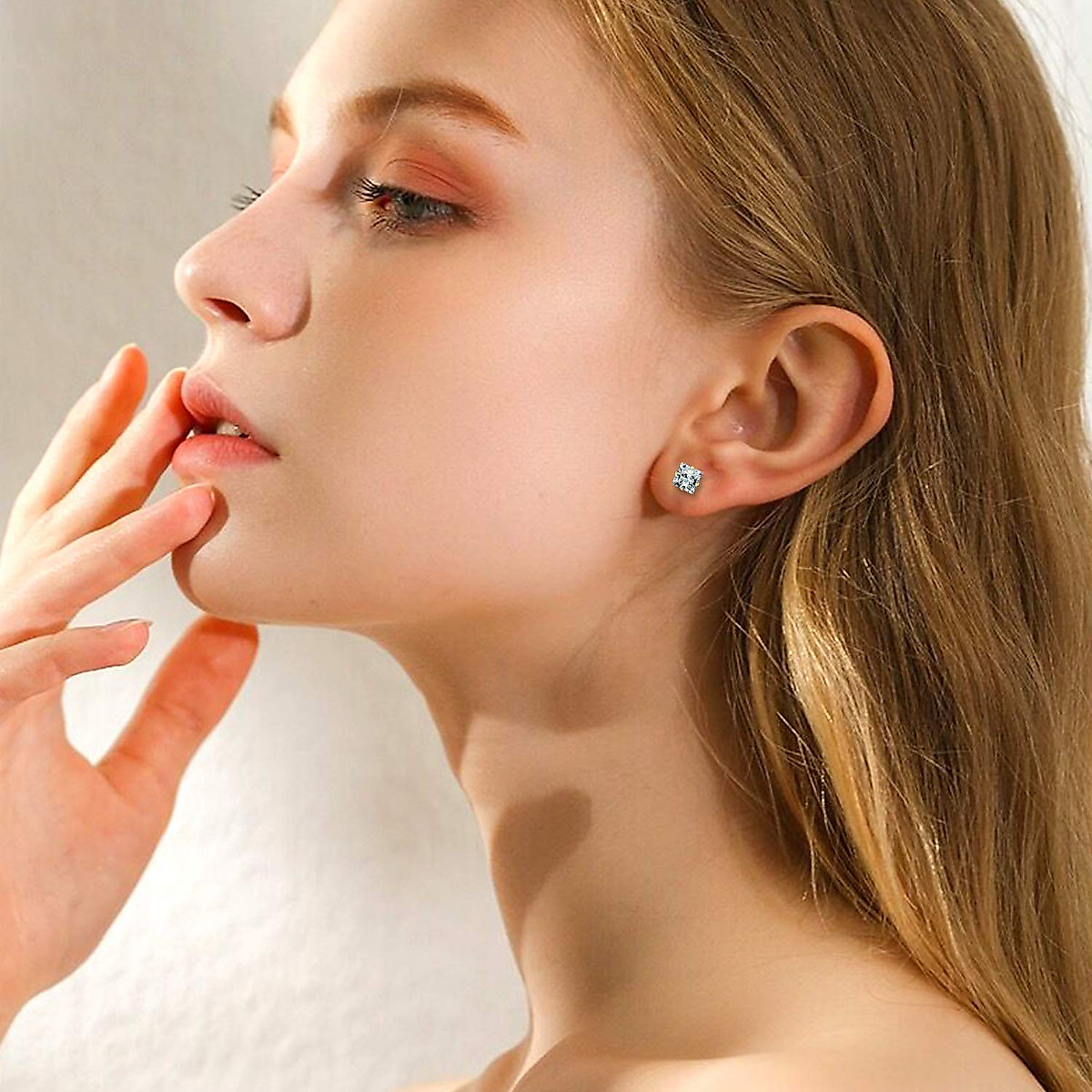 LUXU kisskids 6 Pairs Stainless Steel Stud Earrings Hypoallergenic Cubic Zirconia 316L Earrings Stainless Steel CZ Earrings 3-8mm for Women Girls