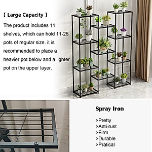 YUJCHMTZN tall black Plant Stand Indoor Metal Plant Stands Outdoor Tiered Plant Shelf for Multiple Plants, 11 Tiers Plant Rack Holder Garden Shelves Flower Stand for Living Room Patio Corner