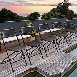 Sandinrayli 5-Pack Black Plastic Folding Chair Outdoor Patio Garden Wedding Party Event Furniture Chairs