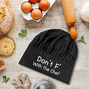 Don't F' with The Chef,Funny Chef Hat，BBQ Chef Hats,Adjustable Kitchen Cooking Hat for Men & Women, BBQ Gift,Perfect for BBQ Grilling Barbecue Cooking Baking Black
