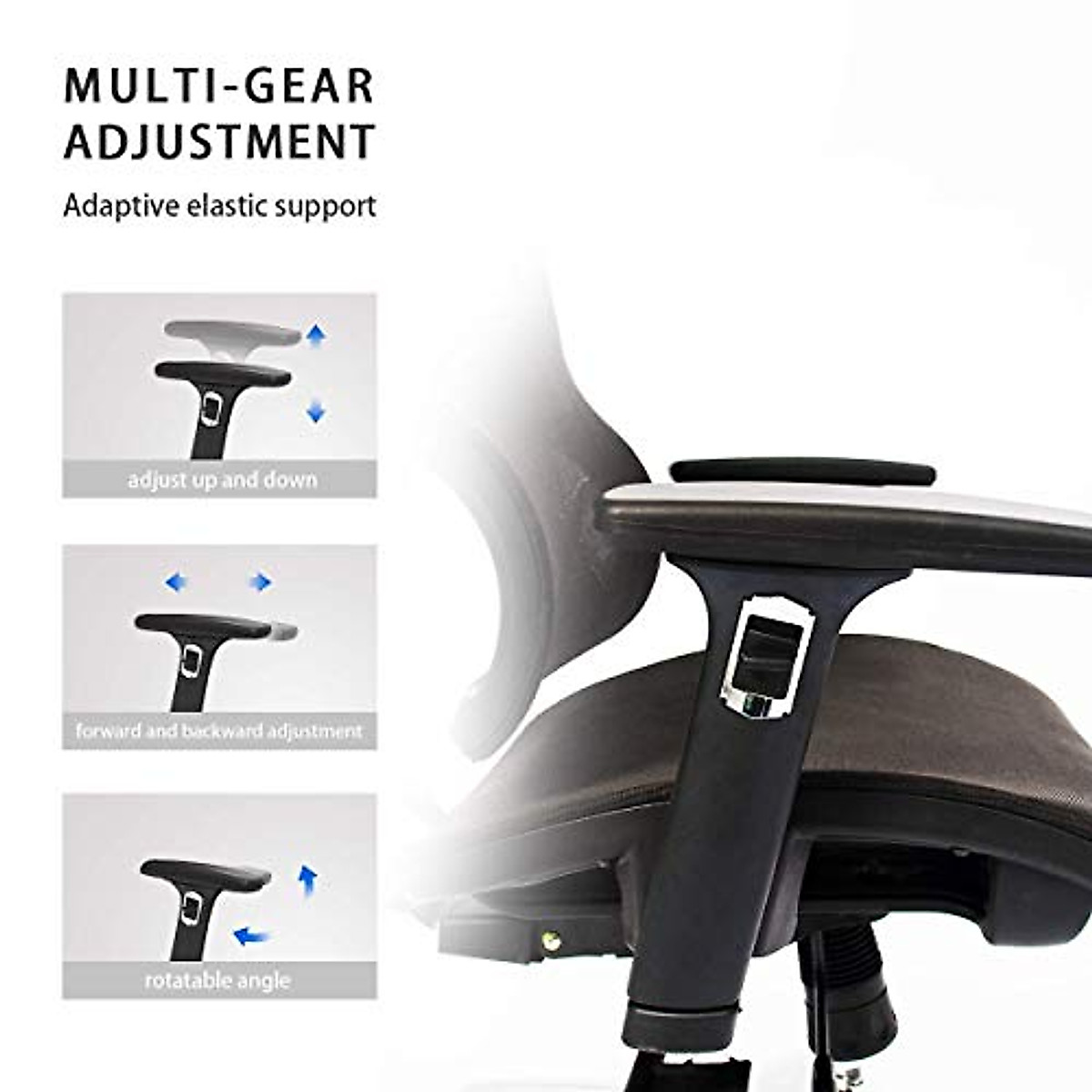 CangLong Office High Back Mesh Desk Arm Rests Computer Chair Height Adjustable, Black