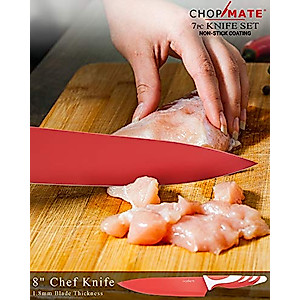 Chopmate Color Stainless Steel Non-Stick Ceramic Coated 8 Piece Kitchen Knife Set
