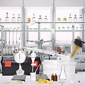Home Distiller Distilling to Making Your Own Essential Oil, Moonshine, Alcohol Distiller Chemistry Lab Glassware Kit,Glass Distilling,Distillation Apparatus 22pcs Kit, 500 ML