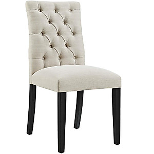 Modway Duchess Modern Tufted Button Upholstered Fabric Parsons Two Dining Chairs in Beige
