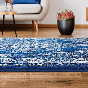 Antep Rugs Oriental 8x10 Traditional Medallion Indoor Area Rug Siesta (Navy Blue, 7'10" x 10')