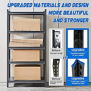 5 tier Storage Shelves Heavy Duty Garage Shelf Storage, Adjustable Carbon Steel Shelving Storage Unit, 76" Hight Storage Utility Rack for Kitchen Bathroom Warehouse Pantry 32" W x 16" D x 76" H