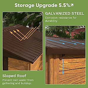 Patiowell 8x6 FT Wood Look Outdoor Storage Shed,Garden Tool Storage Shed with Sloping Roof and Double Lockable Sliding Door, Metal Shed for Garden Backyard Patio Lawn