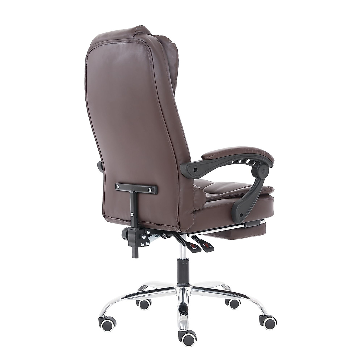 BXCSMFA Executive Office Chair Black Leather Reclining Office Chair with Footrest, Ergonomic Massage Office Chair Comfortable Adjustable Computer Task Rolling Chair (Amber Massage Executive Chair)