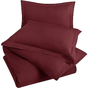 Utopia Bedding Duvet Cover Queen Size Set - 1 Duvet Cover with 2 Pillow Shams - 3 Pieces Comforter Cover with Zipper Closure - Ultra Soft Brushed Microfiber, 90 X 90 Inches (Queen, Burgundy)