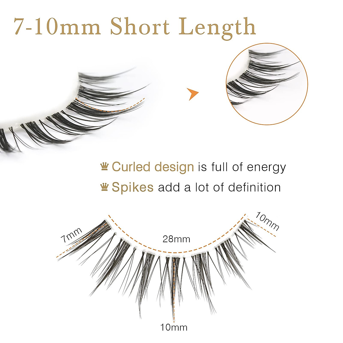 Lashes Natural Look 10mm with Thin Clear Band 10 Pairs Asian Korean Japanese Style Natural Looking Fake Strip Lashes for Small Face Eyes by EMEDA(806)