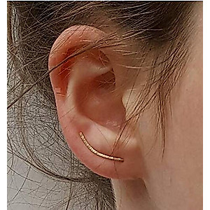 Gold Ear Climber - Dainty Hammered Ear Crawler Simple Minimalist 14k Gold Filled Ear Climbers