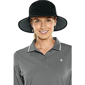 Coolibar UPF 50+ Men's Women's Fore Golf Hat - Sun Protective (Large/X-Large- Black)