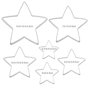 GWHOLE Gingerbread Christmas Cookie Tree Cutter Set, Star Linzer Cookie Cutters for Kids Winter Holiday Party, Set of 6