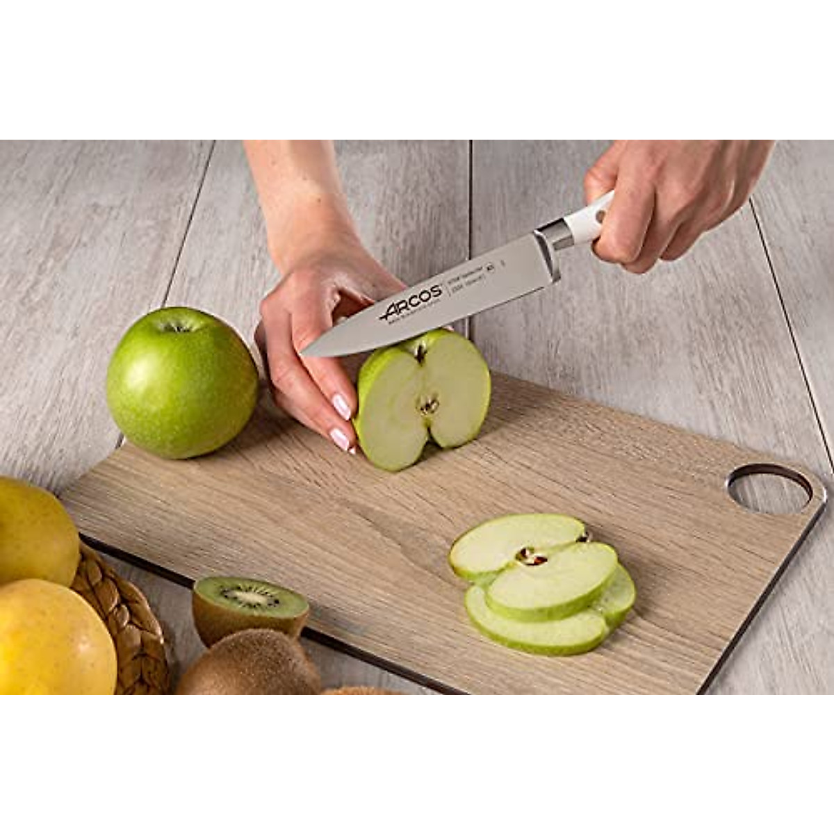 ARCOS Forged Chef Knife 6 Inch Stainless Steel. Multi-Use Professional Cooking Knife with Ergonomic Polyoxymethylene Handle and 150mm Blade. Series Riviera Blanc. Color White