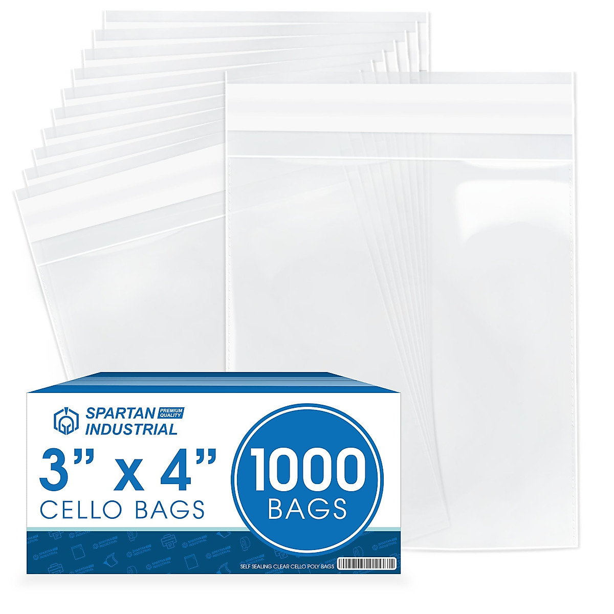 SPARTAN INDUSTRIAL Polypropylene Cello Bags (Extra Small) - 1000 Pack (3" X 4")