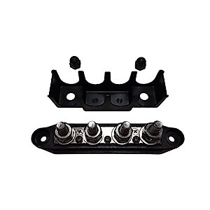 4 Way 7 Point Terminal Junction Busbar 3/8" Black