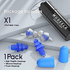 Ear Plugs, High Fidelity Concerts Earplugs-Mudeela 3 Pair Noise Reduction Festival Earplugs, 23db Protection, Musicians Earplugs for Concert, DJ, Motorcycle, Loud Music, Invisible Ear Plugs