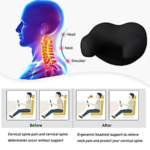 Car Seat Headrest Pillow, Ergonomic Design Memory Foam Neck Support Pillow Head, for Support to Our Necks, Shoulders, and Heads, for Sleeping and Resting in Home, Work, Car (Black)