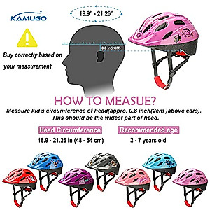KAMUGO Kids Bike Helmets, Toddle Helmet for Ages 2-7 Boys Girls, Adjustable Multi-Sport Skating Scooter Bicycle Helmet with Cartoon Designs