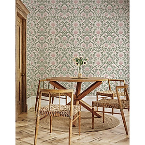 YXTII Floral Peel and Stick Wallpaper Pink Wallpaper Retro Wallpaper Victorian Wallpaper Self Adhesive Wallpaper for Bedroom Decorative Self Adhesive Shelf Drawer Liner