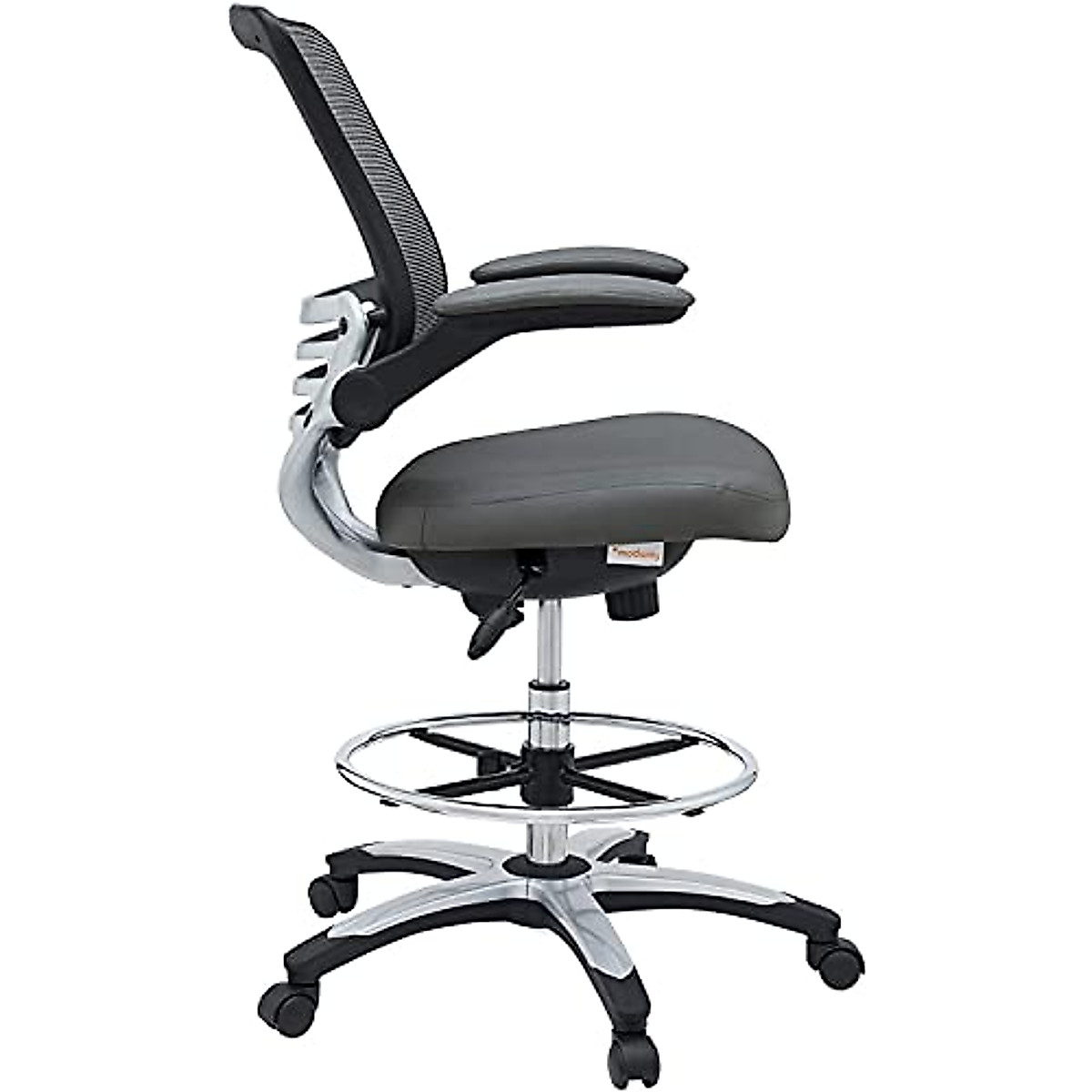 Modway EEI-211 Edge Drafting Chair - Reception Desk Chair - Flip-Up Arm Drafting Chair in Gray