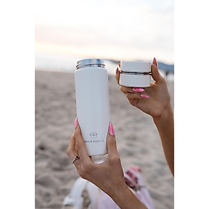 Insulated Tea Infuser Tumbler Thermos - Stainless Steel Travel Tea Mug with Lid | Cold Brew Coffee Mug Flask (Black Detachable, 15.9oz)