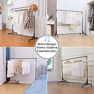 ALBAD Z Rack, Commercial Z Base Garment Rack, Heavy Duty Adjustable Rolling Clothes Rack with 300LBS Capacity, Industrial Pipe Clothing Rack on Wheels with Brakes, Portable Z Rack for Hanging Clothes