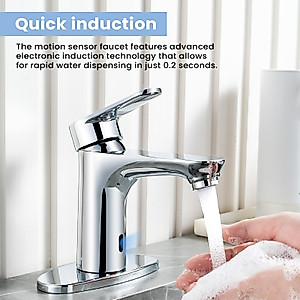 GOESMO Touchless Bathroom Faucet 1 Hole or 3 Hole, Automatic Sensor Water Fauct, Adjustable Hot & Cold Temperature & Water Flow, Metal Brushed Nickel Bath Faucet 29110CP