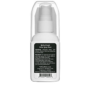 Tattoo Goo Medical Grade Saline-Spray Rinse, Medical Grade Sterile Aftercare Spray & Rinse For Piercings - Safely Clean, Disinfect & Heal with Sodium Chloride 99.9% - 2 oz