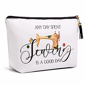 Sewing Gifts for Women Quilting Gifts for Quilters Sewing Machine Gift Bag for Her Sewing Lovers Seamstress Any Day Spent Sewing is a Good Day Makeup Bag Travel Toiletries Bags Birthday Christmas Gift