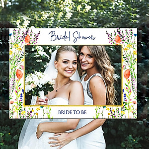 JeVenis Wildflower Bridal Shower Photo Booth Props Bride to Be Photo Booth Frame Floral Bridal Shower Party Supplies Hen Party Bachelorette Party Supplies