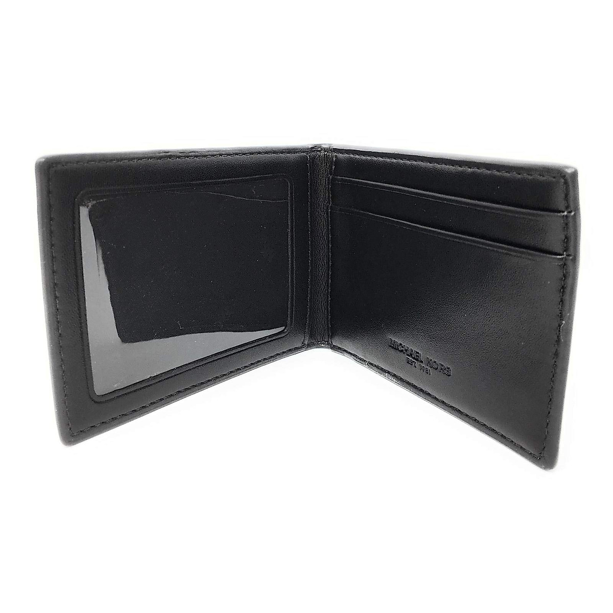 Michael Kors Men's Harrison Billfold with Passcase Leather Wallet No Box Included,slim (Black)