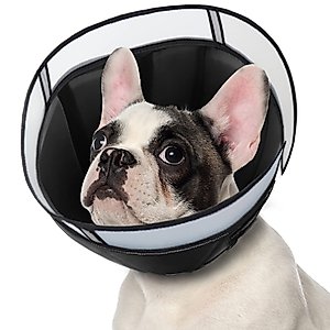 INKZOO Dog Cone Collar for After Surgery, Soft Pet Recovery Collar for Dogs and Cats, Adjustable Cone Collar Protective Collar for Large Medium Small Dogs Wound Healing (Black, Medium)
