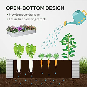 Outsunny Galvanized Raised Garden Bed with Mini Greenhouse Cover, Outdoor Metal Planter Box with 2 Roll-Up Windows for Growing Flowers, Fruits, Vegetables, and Herbs, 73" x 38" x 36", Clear