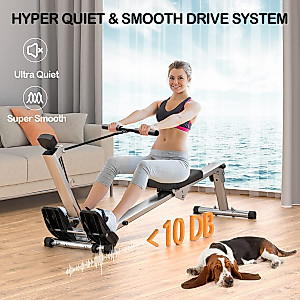 Rowing Machine for Home Use, Row Machine Rower with Adjustable Resistance, Hyper-Quiet Rower Machine Supports 300LBS, 2024 Upgraded Version