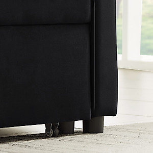 Antetek Convertible Sleeper Sofa Bed, 3 in 1 Velvet Loveseat Futon Sofa Couch with Pullout Bed, Black, 54"