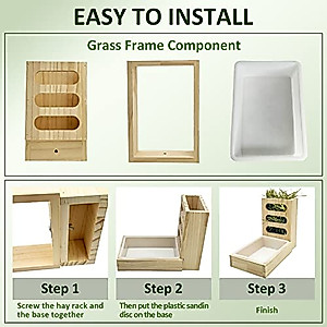 Hamiledyi Rabbit Hay Feeder with Litter Box Wooden Food Feeding Manger Bunny Hay Dispenser Small Animals Grass Holder for Hamsters Guinea Pig Bunny Chinchilla