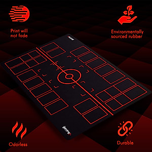 The Gaming Mat Company 2 Player Compatible Pokemon Playmat for Pokemon Cards- 28" x 18" x 0.16" Black & Red Battle Mat Stadium Board & Carry Case/Tube